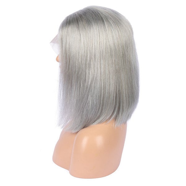 Silver Grey Color Human Hair Wig Natural Hairline Glueless Full Lace ...