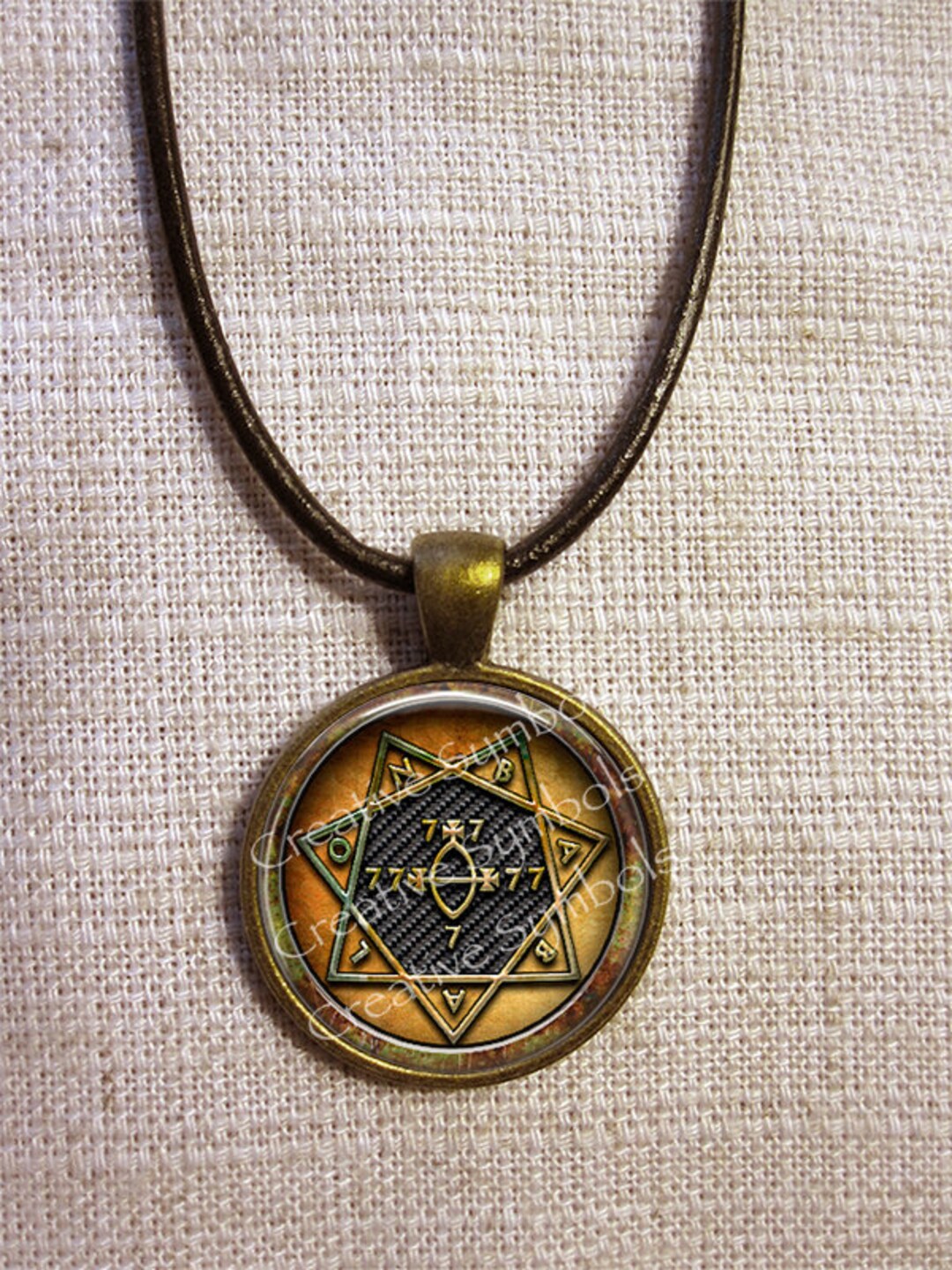 Star Seal of Babalon Pendant Set in Bronze With Leather Cord - Etsy