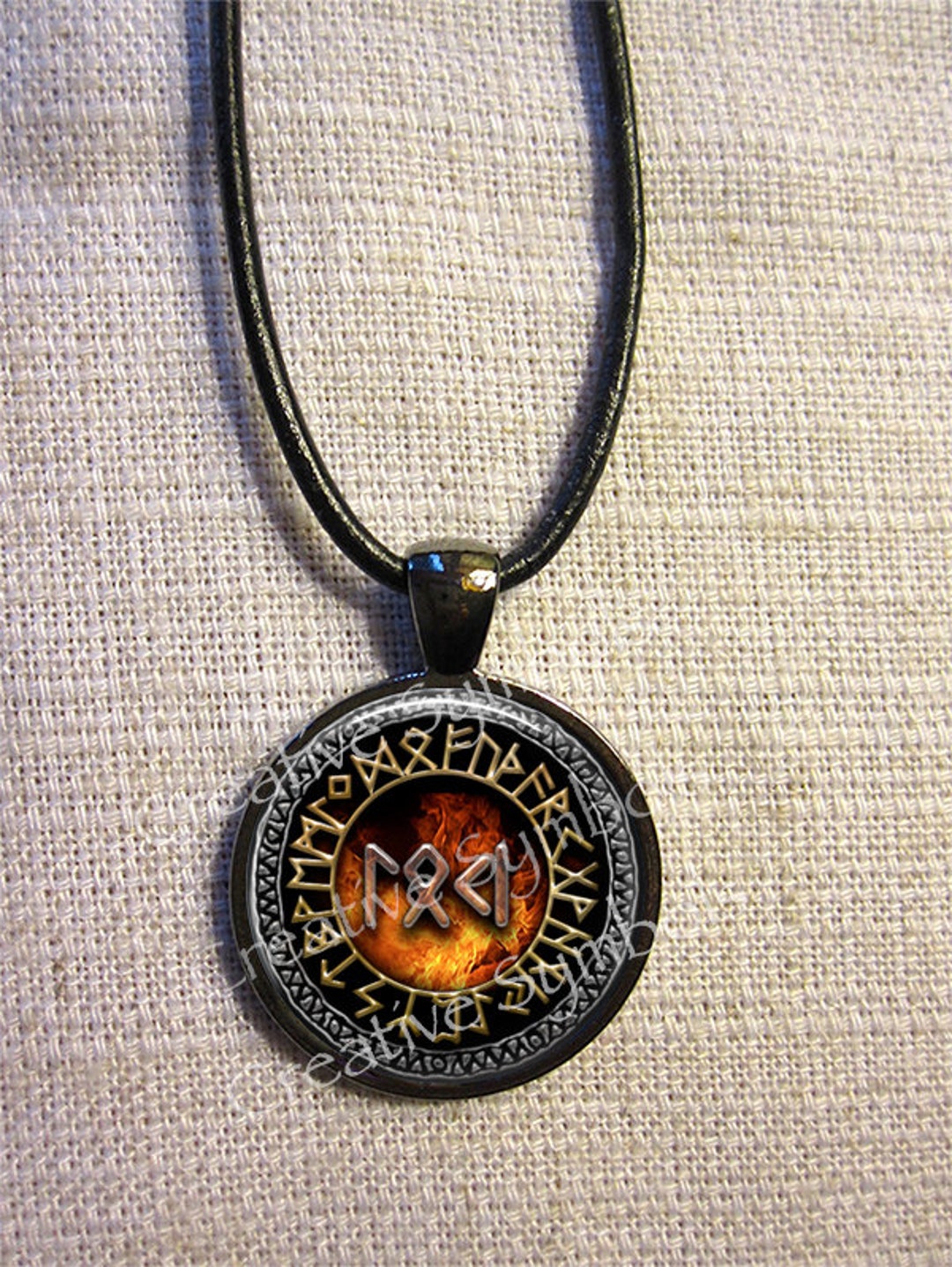 Loki in Flames Written in Rune Pendant With Cord - Etsy