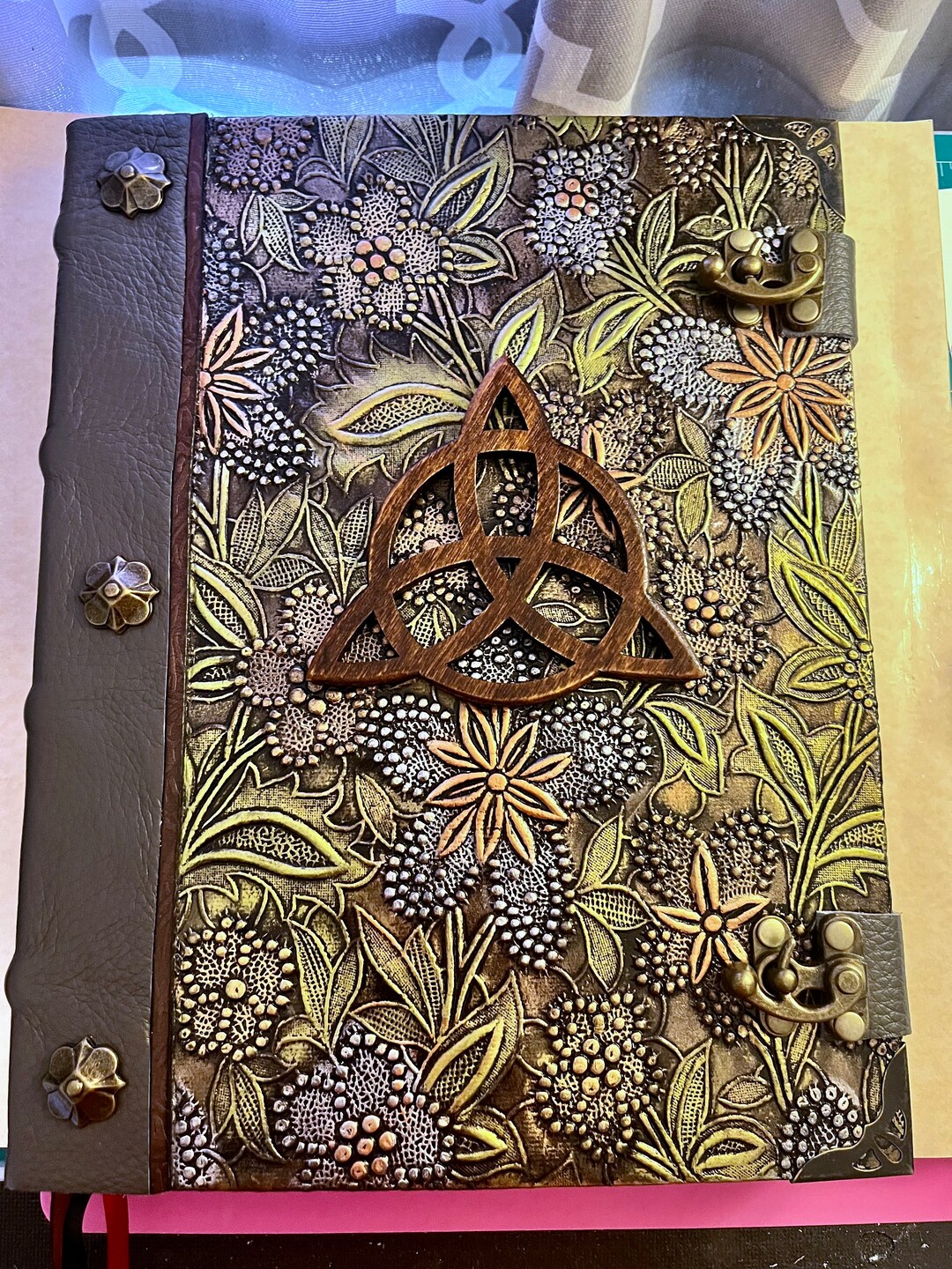 Handmade Book of Shadows Journal in Rustic Druid Colors With Triquetra ...