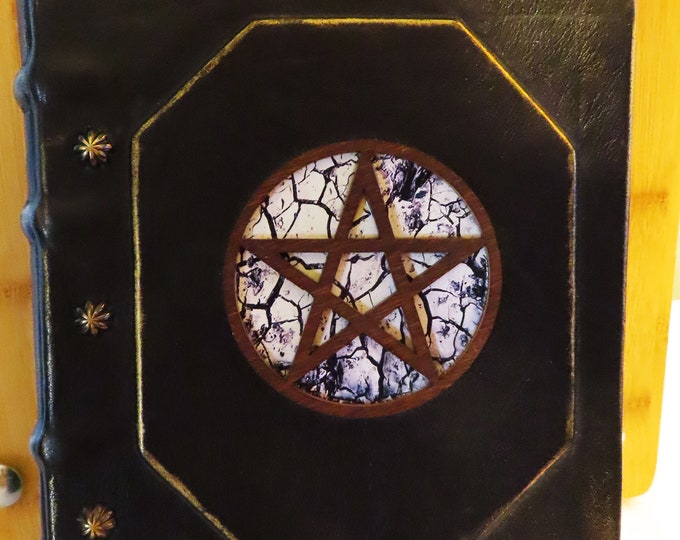 Medieval Book of Shadows Pentagram Black Leather Hard Cover With ...
