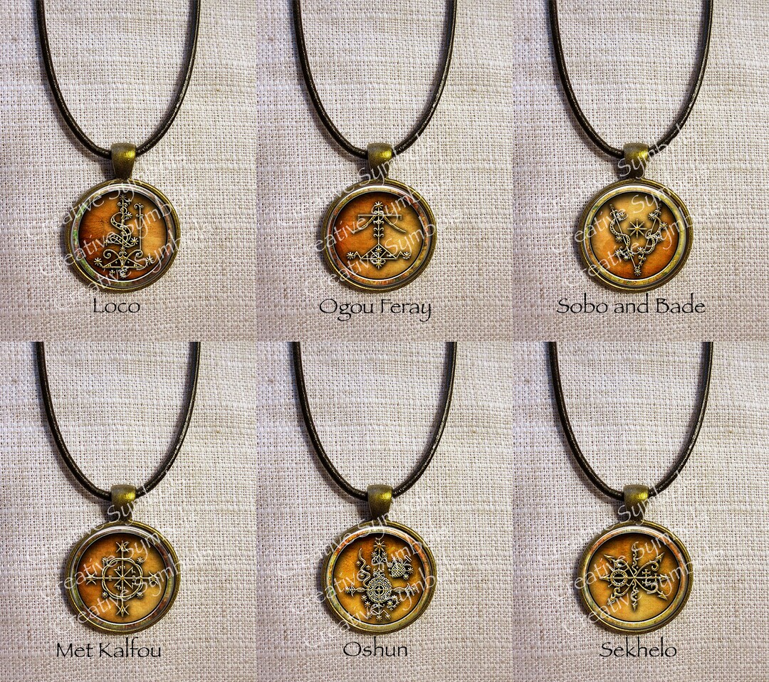 Voodoo Veve Pendant Choice of Sobo and Bade Kalfou Ogou Feray Loco ...