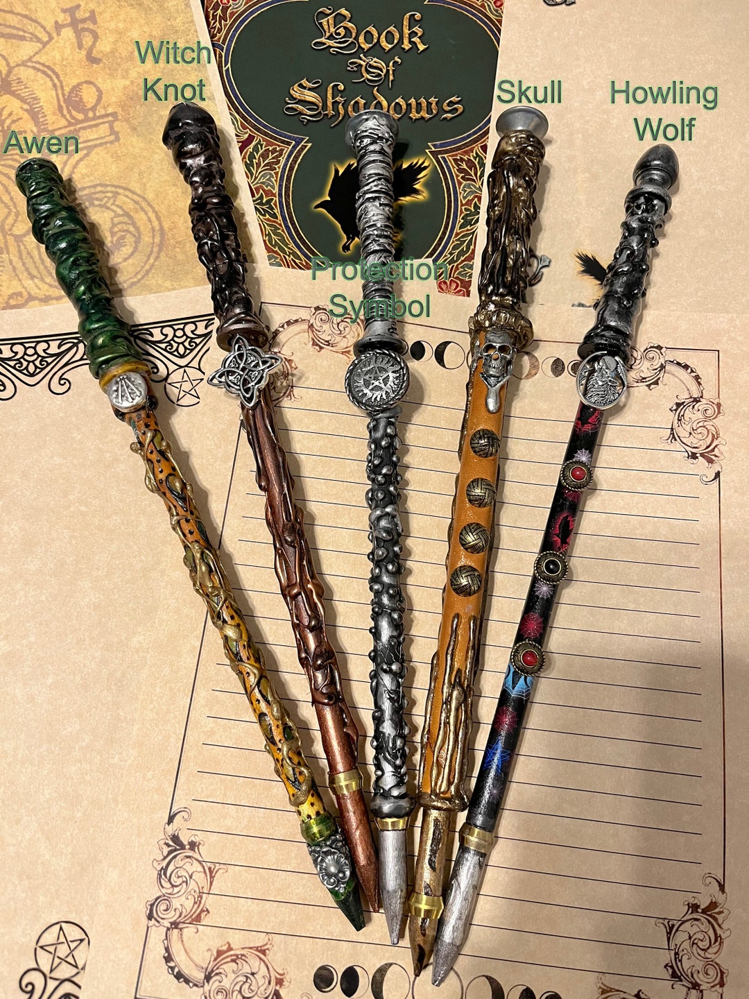 Magic Wands Handmade in Choice of Style of Awen Wolf Witch Knot ...