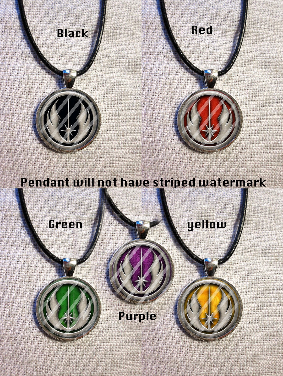 Jedi Symbol Pendant in Choice Red Black Yellow Green Purple Pendant ...