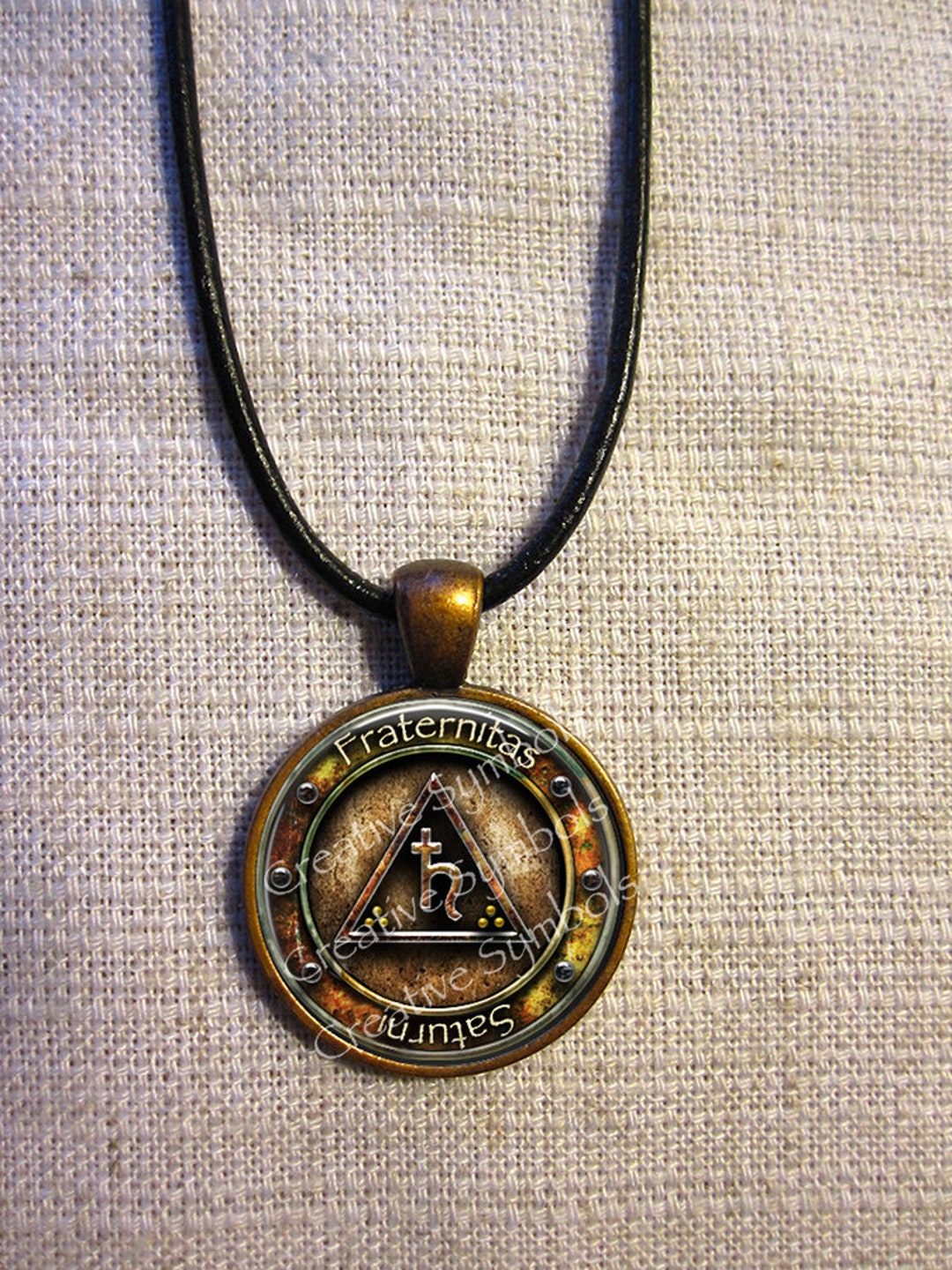 Fraternitas Saturni Symbol Pendant With Leather Cord - Etsy