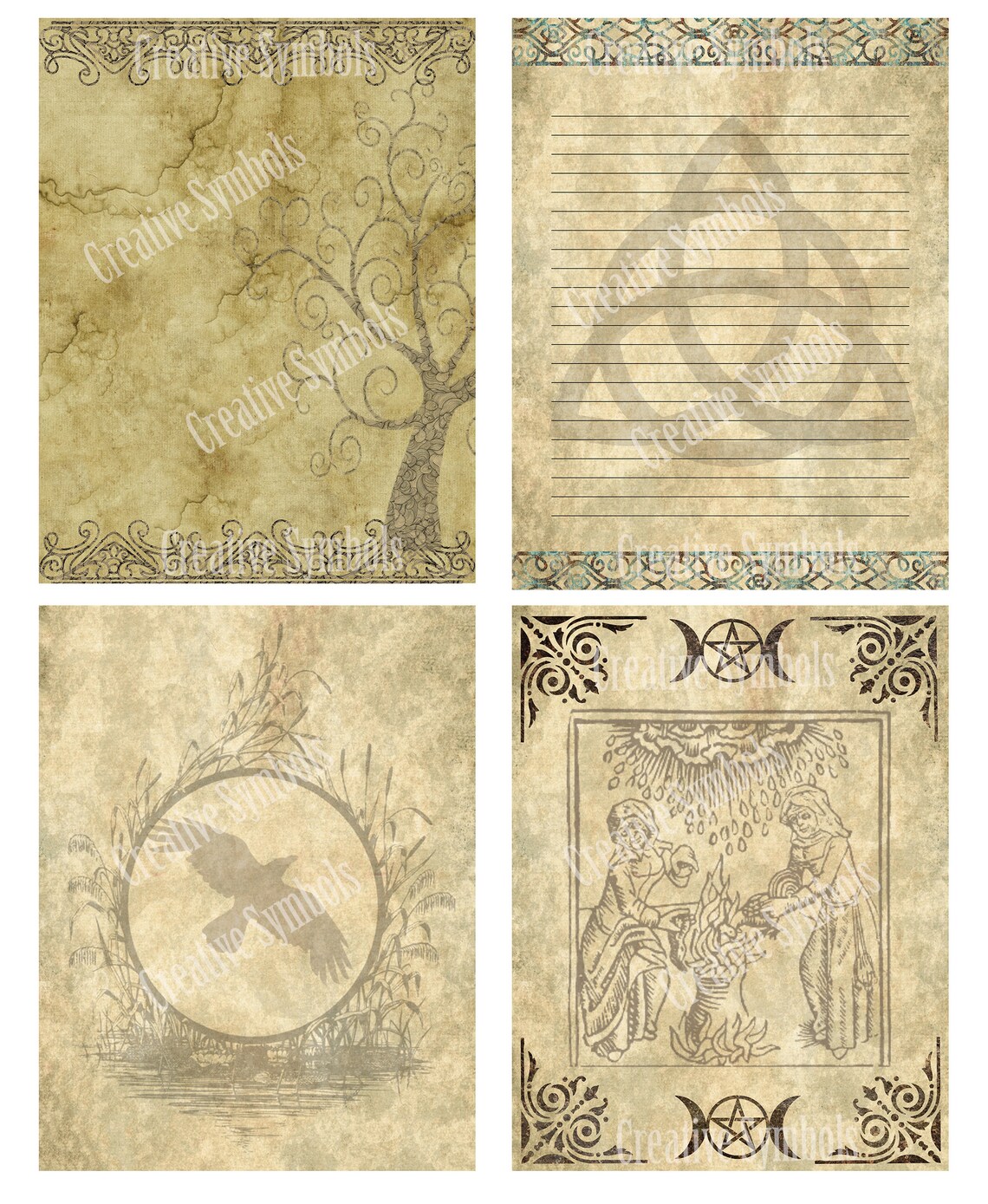 Book of Shadows Template Handmade Pages Pack THREE - Etsy