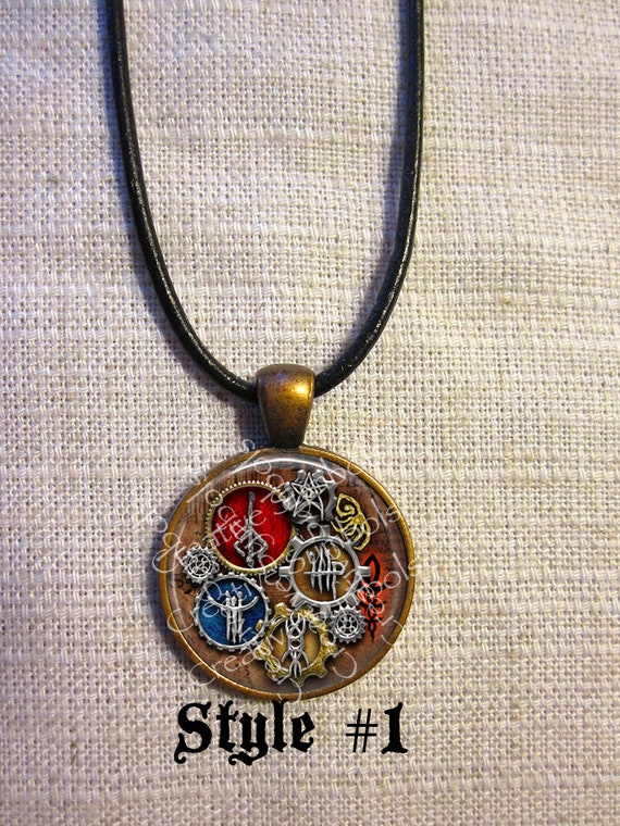 Bloodborne Steampunk Inspired Symbols pendant with leather | Etsy