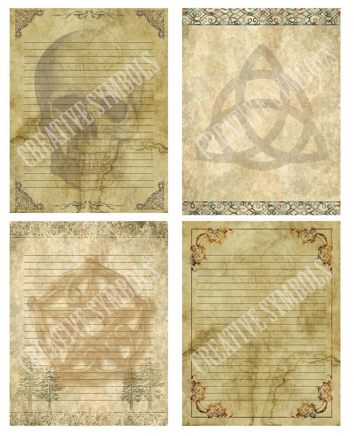 Book of Shadows Template Handmade Pages Pack FOUR - Etsy