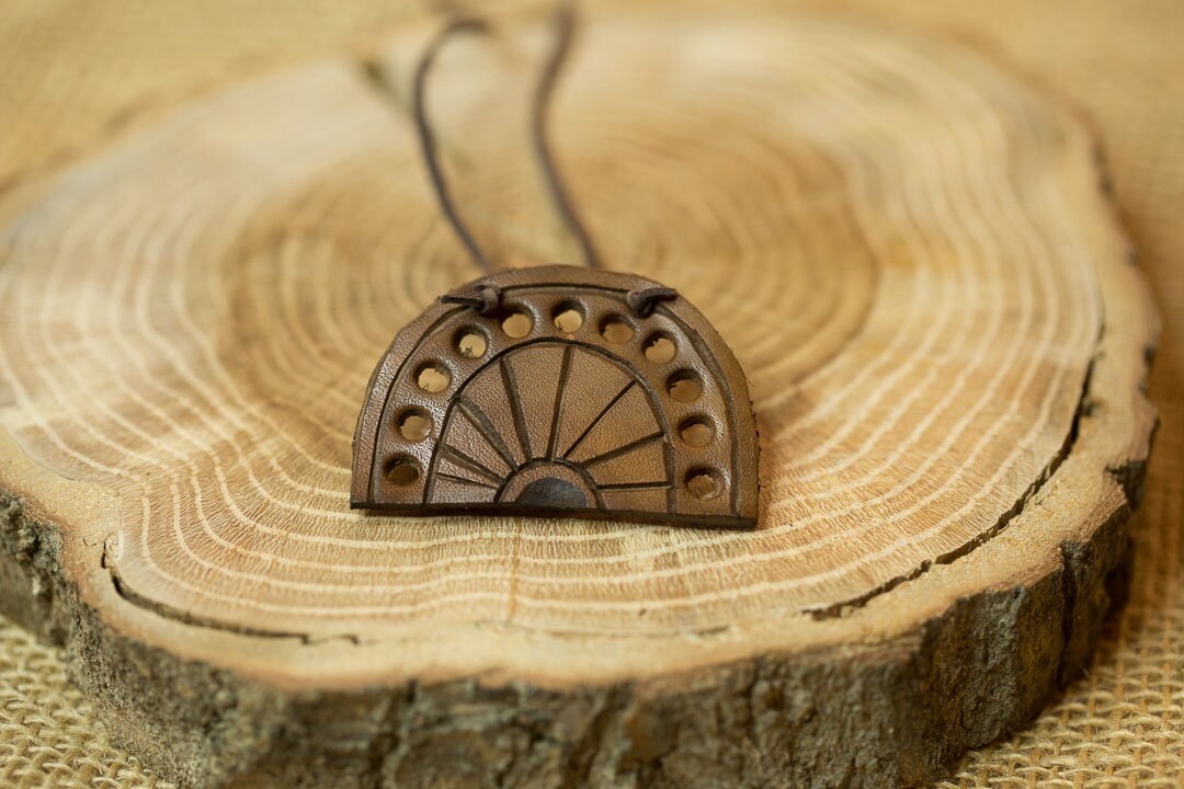 Handmade Genuine Pitted Leather Pendant Necklet Semicircular - Etsy