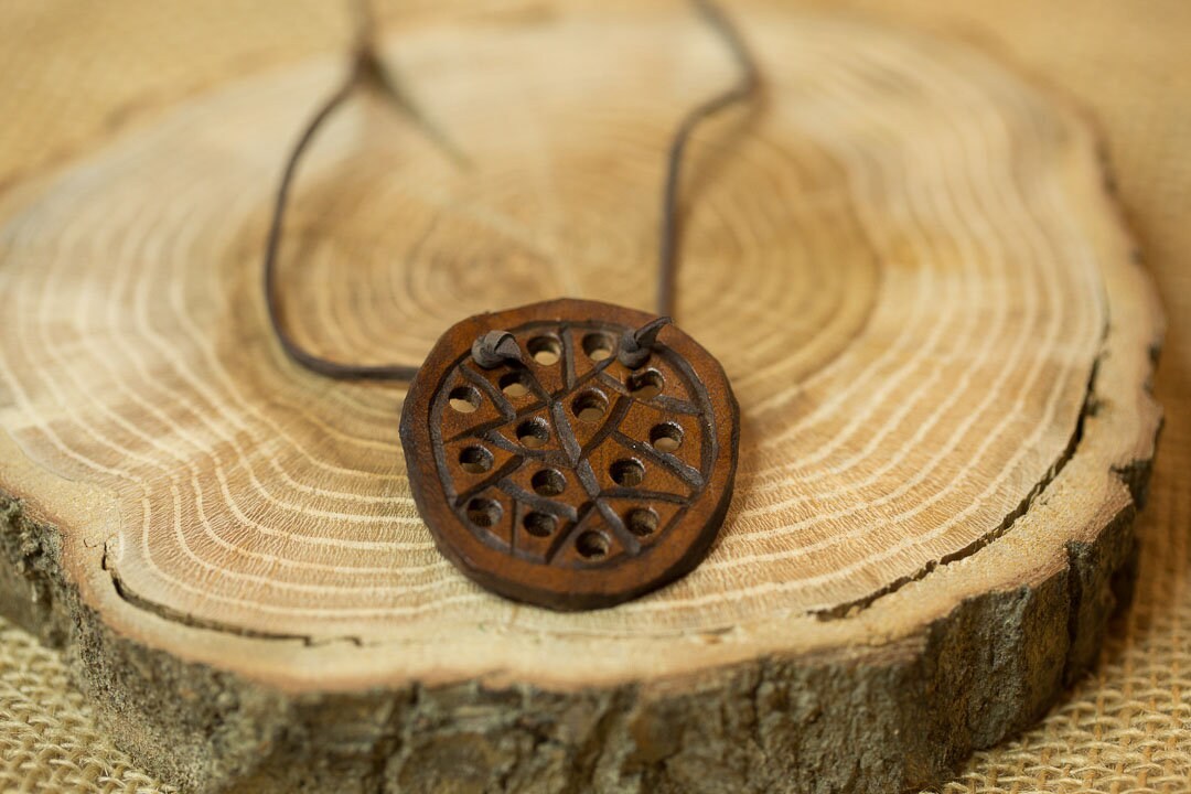 Handmade Genuine Pitted Leather Pendant Necklet - Etsy