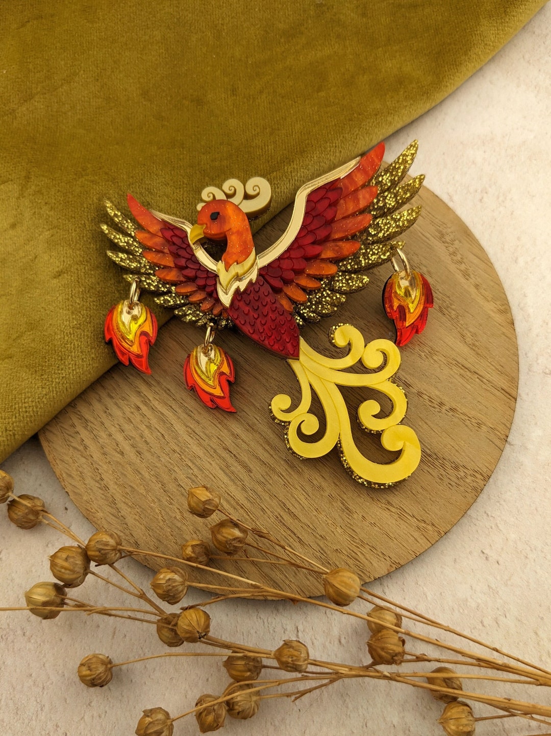 PRE ORDER Phoenix Brooch flames or no flames, fire, fantasy, magical ...
