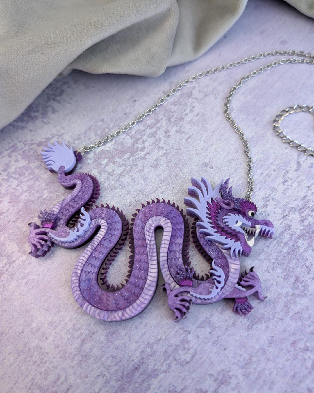 Necklace Small Chinese Dragon PURPLE Lunar New Year, Laser Cut, Chinese ...