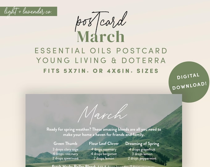 March Diffuser Blends Postcard, Natural Essential Oil, Printable Art ...