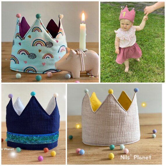 Birthday Crown Fabric Crown Muslin Dark Green Golden Glitter Children s Birthday Crown Crown Baby Unisex Etsy Australia