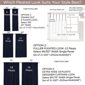 Navy Blue Full Blackout Curtains Set of 2, Pinch Pleated Drapes for ...