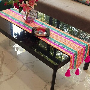 Multicolored Table Runner/thanksgiving Table Runner/ Bohemian Tassel ...