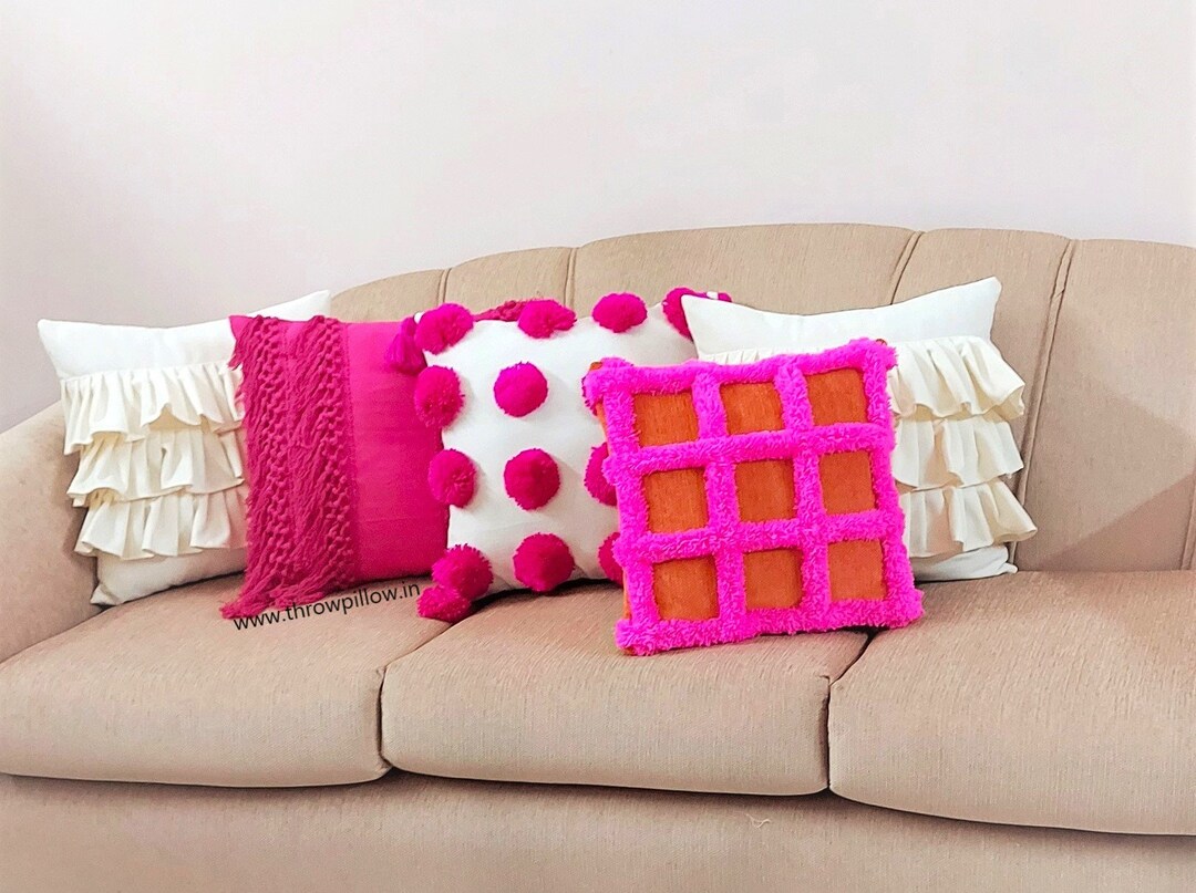 Colorful Cushion Dorm Room Collection With Fringe and Pom - Etsy