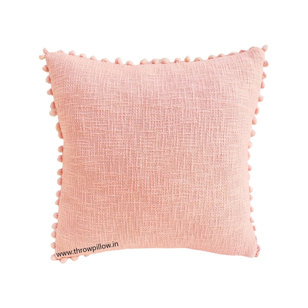 Blush Pink Texture Basketweave Cotton Dorm Room Cushion Cover Ideal for ...