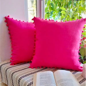 Dorm Room Special Pom-pom & Tufted Cushion Cover Combo of 5 Custom Made ...