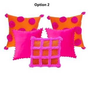 Dorm Room Special Pom-pom & Tufted Cushion Cover Combo of 5 Custom Made ...