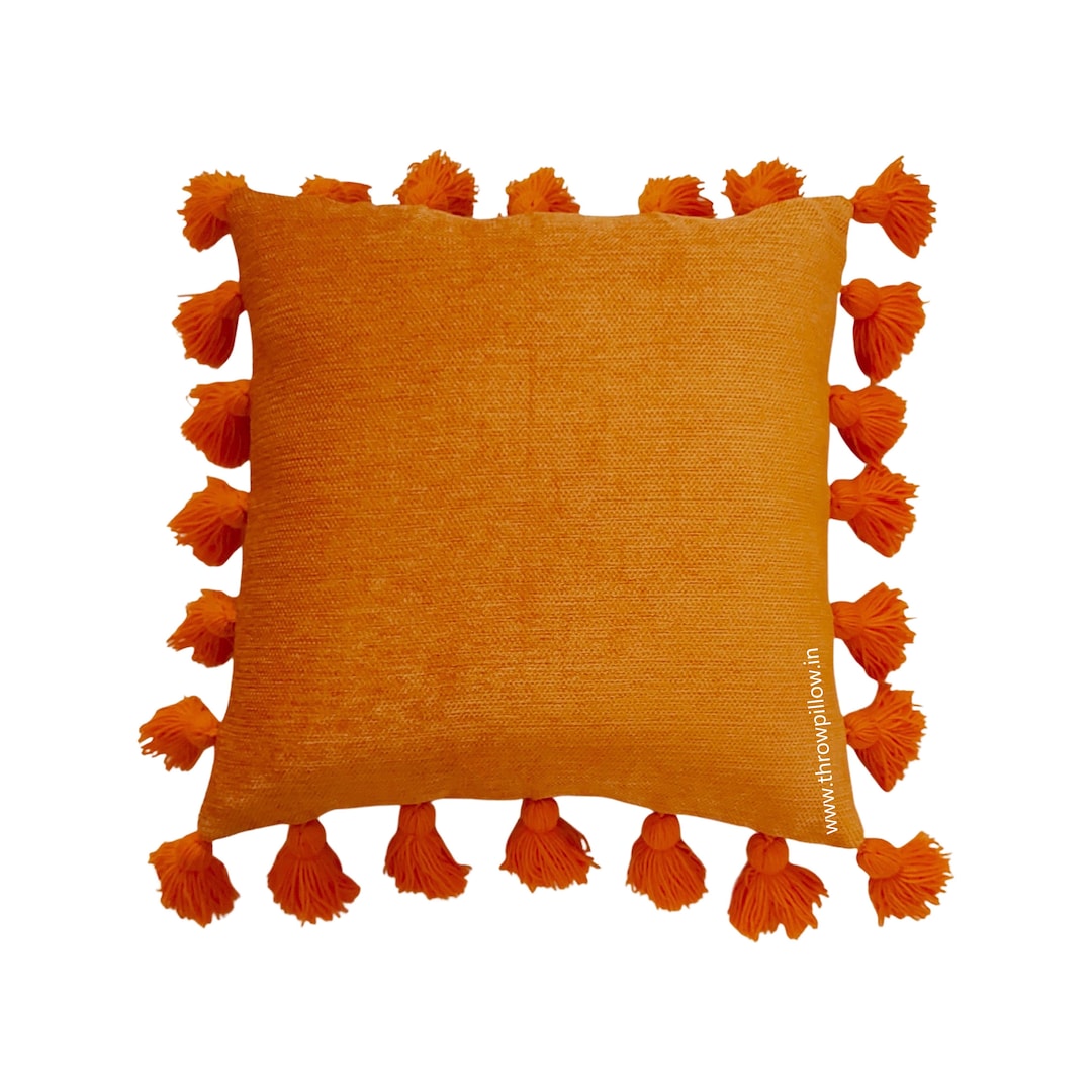 Burnt Orange Tassel Cushion/ All Round Tassel Cushion/ FREE Shipping - Etsy