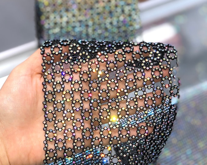 Stretchable Rhinestone Fabric I Crystal Mesh Fabric I Elastic | Etsy
