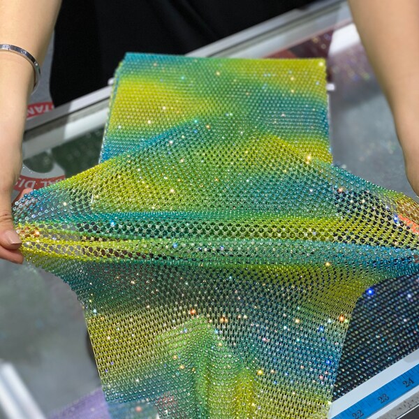 Rhinestone Fishnet Fabric - Etsy