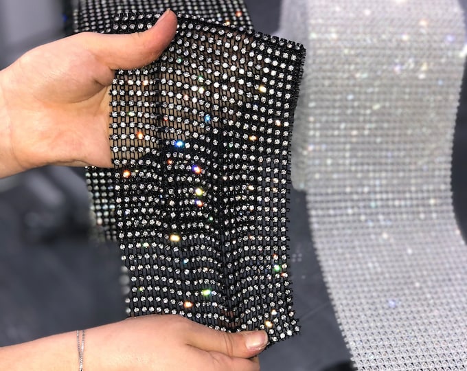 Stretchable Rhinestone Fabric I Crystal Mesh Fabric I Elastic | Etsy