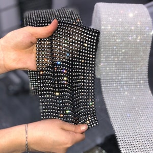 Stretchable Rhinestone Fabric I Crystal Mesh Fabric I Elastic Bling ...