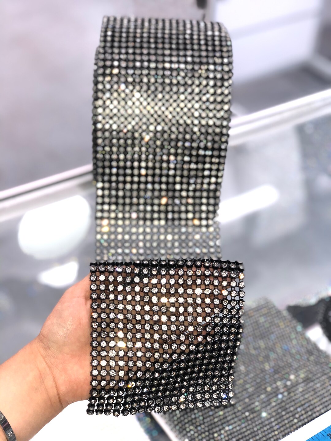 18 Line Giant Rhinestones / NON Elastic Fabric Elegant Crystal ...