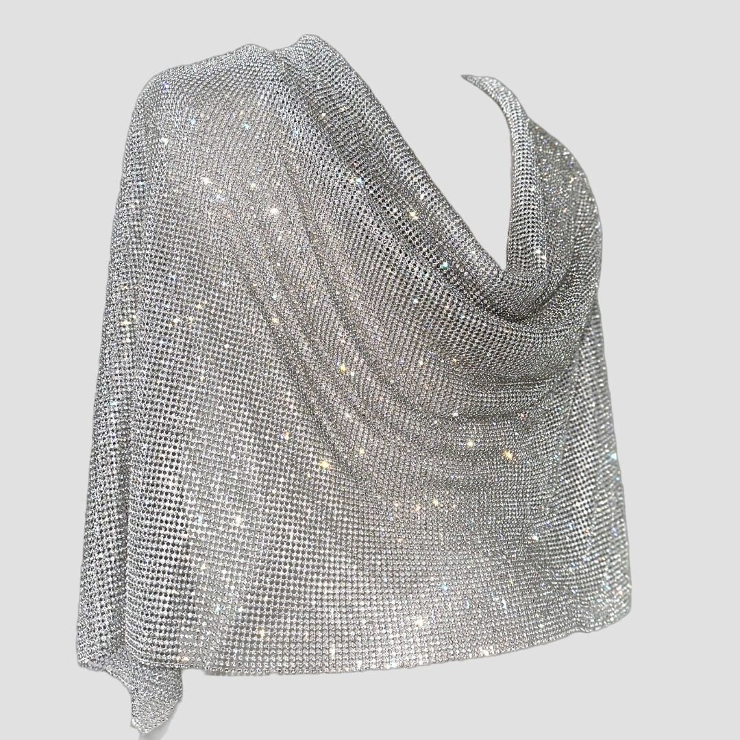 Crystal Rhinestone Aluminum Chainmail Fabric - 18inch X60 Inch(46x152cm ...