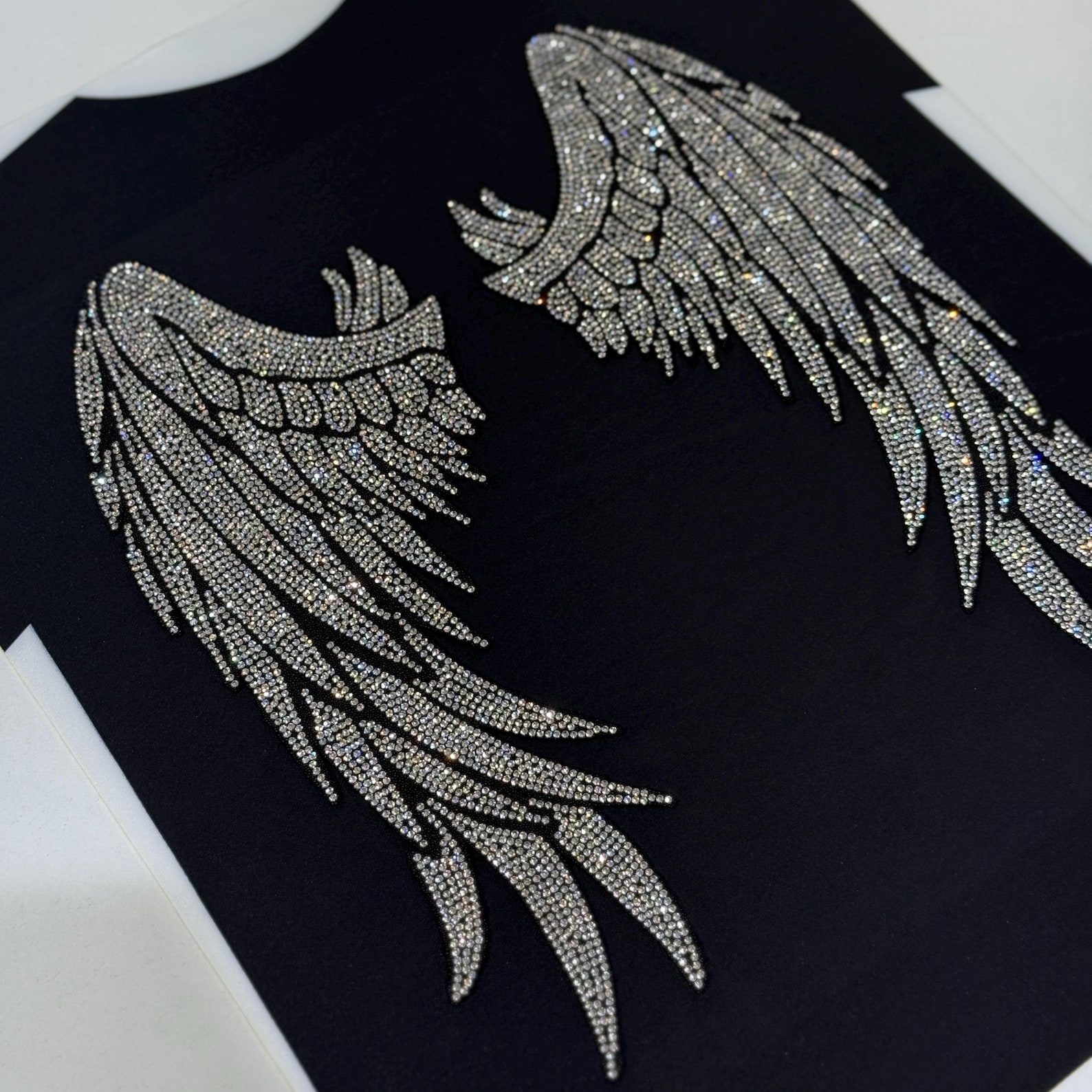 Iron on Crystal Angel Wings Rhinestone Patch - Hot-fix - Heat Press ...