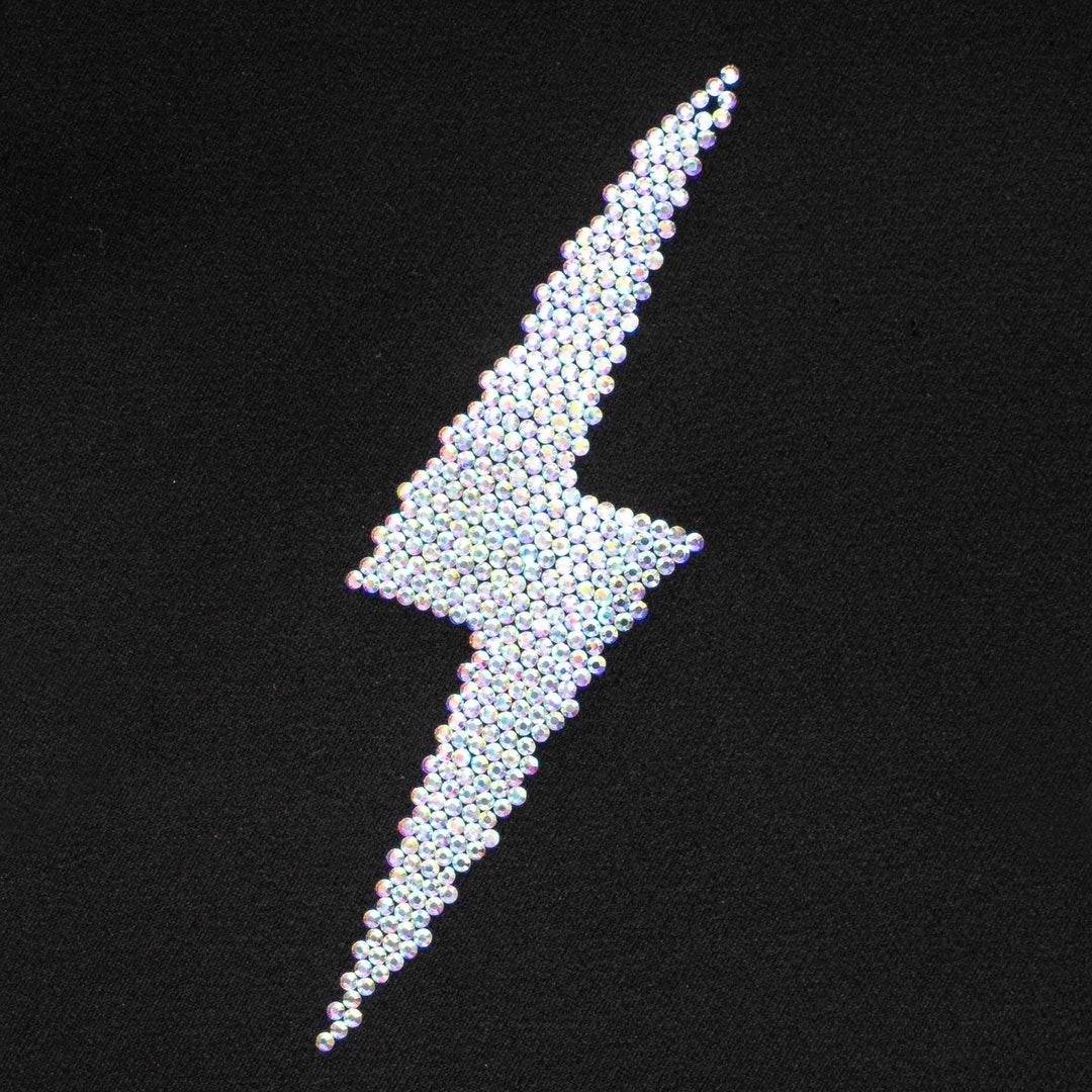 Lightning Bolt Rhinestone Iron on Crystal Applique / Patch Hotfix ...