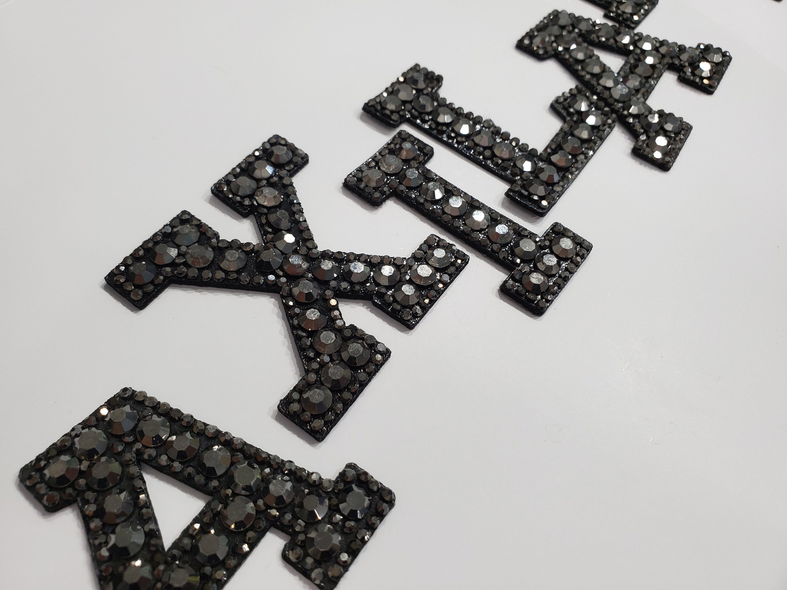 Rhinestone Iron on Letters /black /hematite / Rhinestone - Etsy