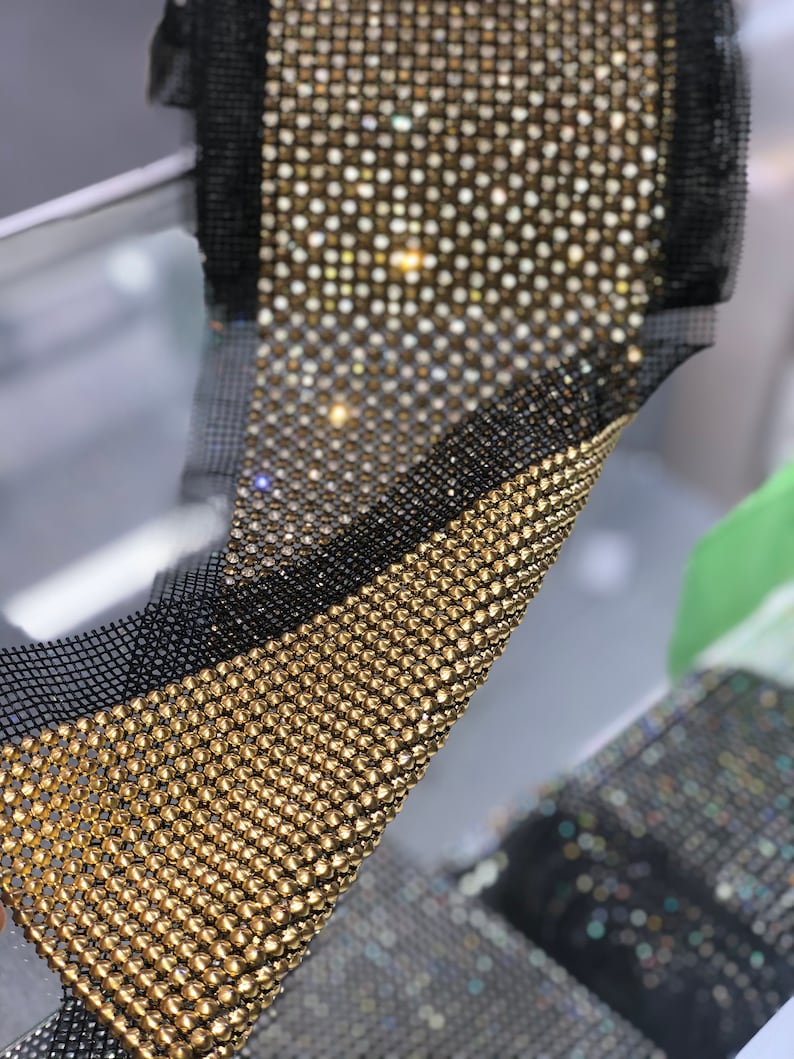 GOLD / CRYSTAL / BLACK Metal Backing Rhinestone Clear Crystal Metal ...