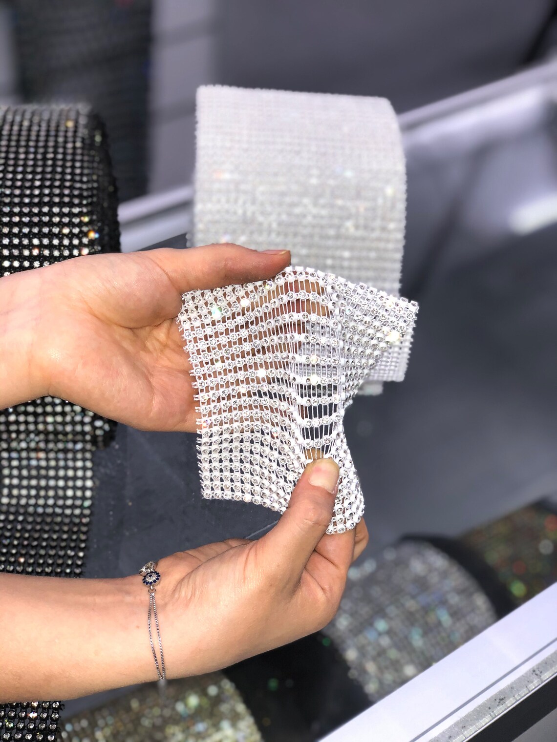 Stretchable Rhinestone Fabric I Crystal Mesh Fabric I Elastic | Etsy