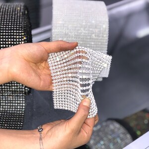 Stretchable Rhinestone Fabric I Crystal Mesh Fabric I Elastic Bling ...