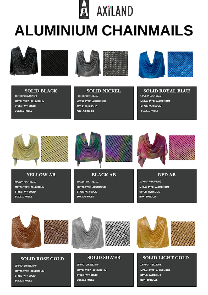 Yellow AB Aluminum Chainmail Fabric - 18inch X60 Inch(46x152cm) - Craft ...