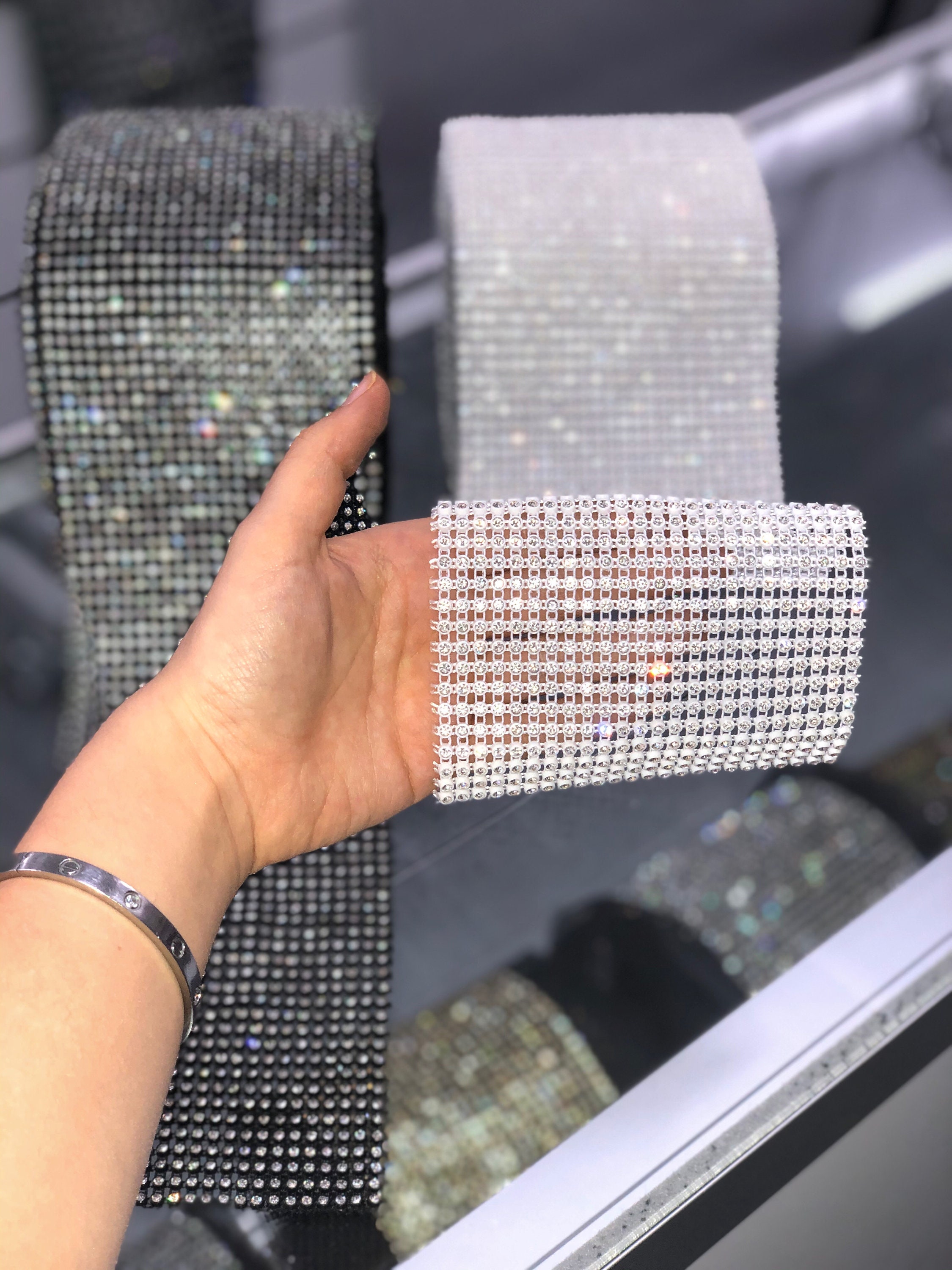 Stretchable Rhinestone Fabric I Crystal Mesh Fabric I Elastic - Etsy