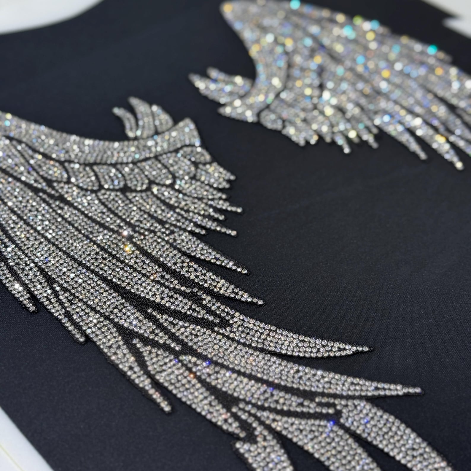 Iron on Crystal Angel Wings Rhinestone Patch - Hot-fix - Heat Press ...