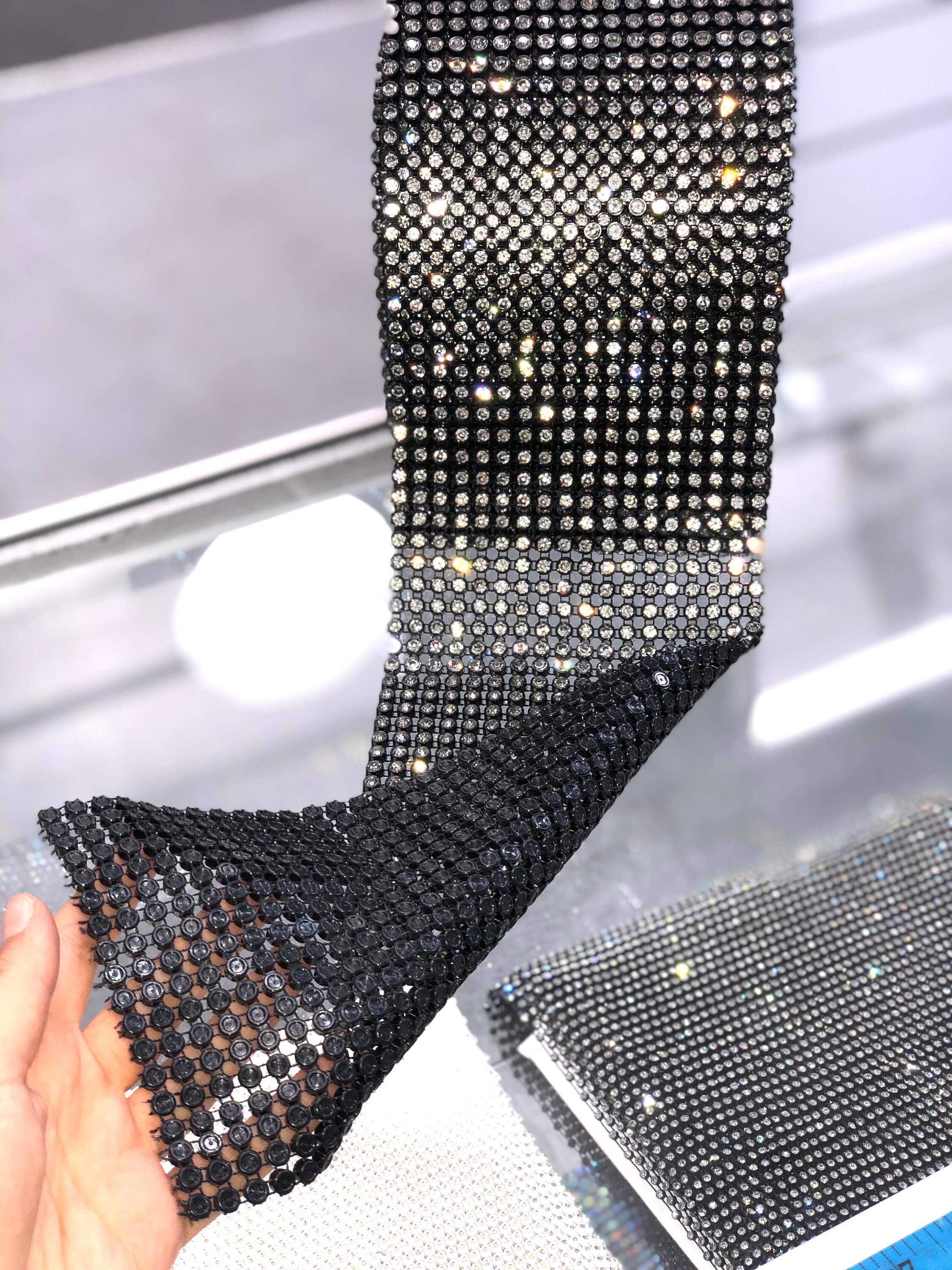 18 Line Giant Rhinestones / NON Elastic Fabric Elegant Crystal - Etsy