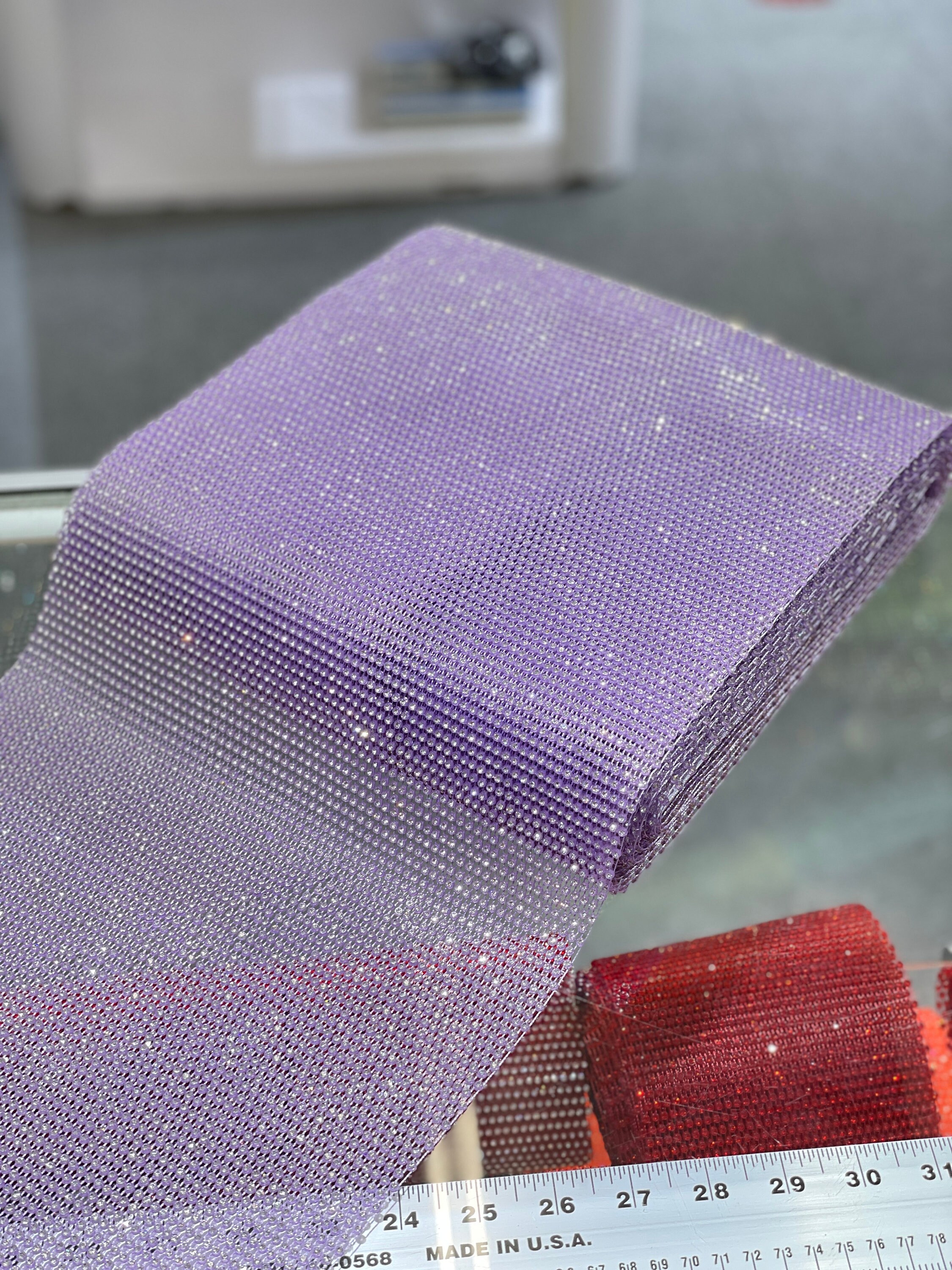 X Fabric Wider Version violet Stretchable Rhinestone Fabric / - Etsy