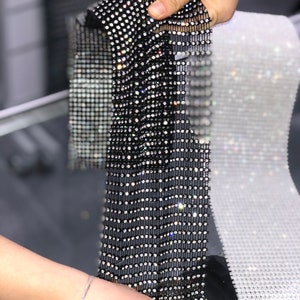 Stretchable Rhinestone Fabric I Crystal Mesh Fabric I Elastic Bling ...