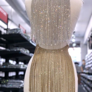 12" Inches Long Rhinestone Fringe I High Quality Rhinestone Trim ...