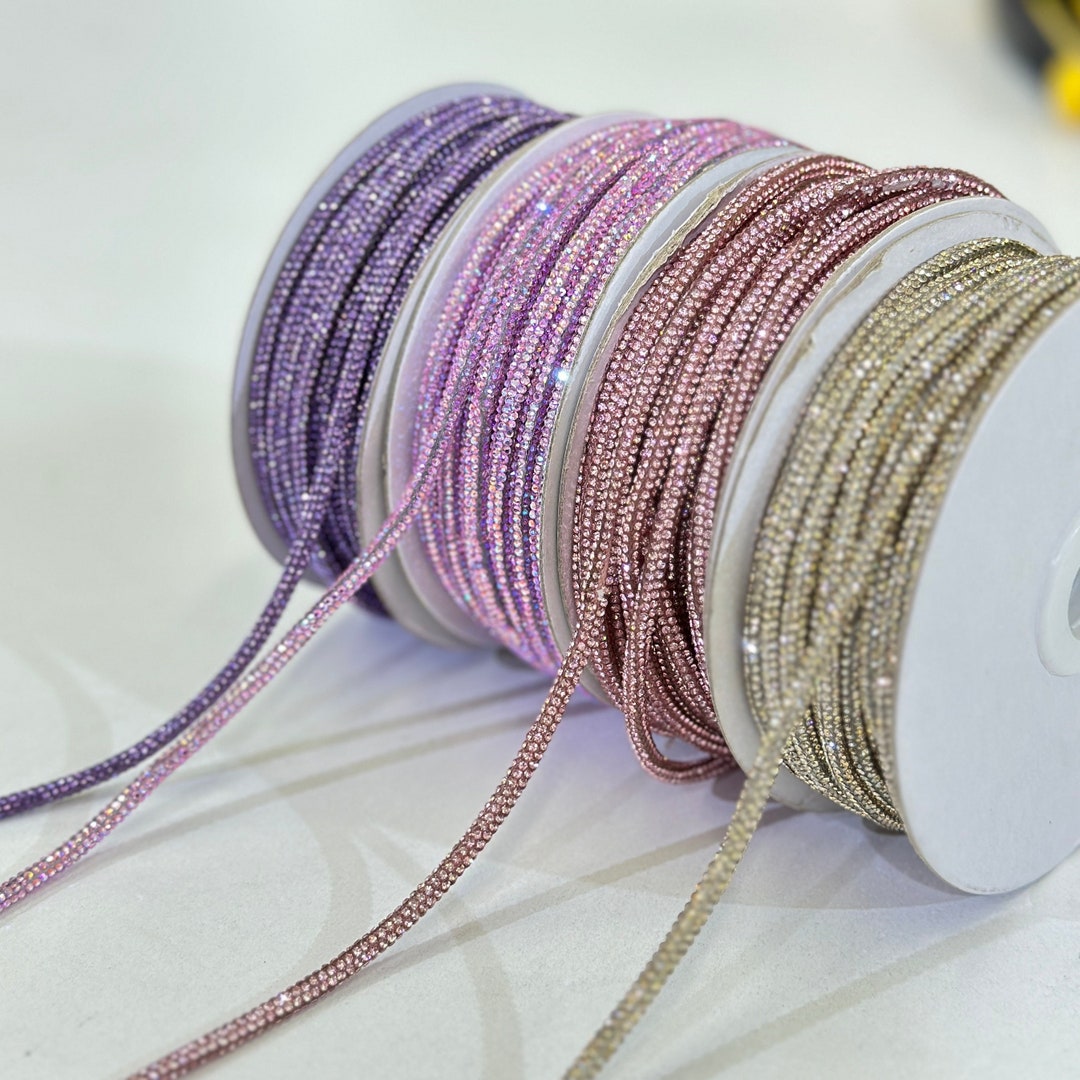 3MM Rhinestone String -pink,violet, Pink AB Crystal Tube - Trim - DIY ...