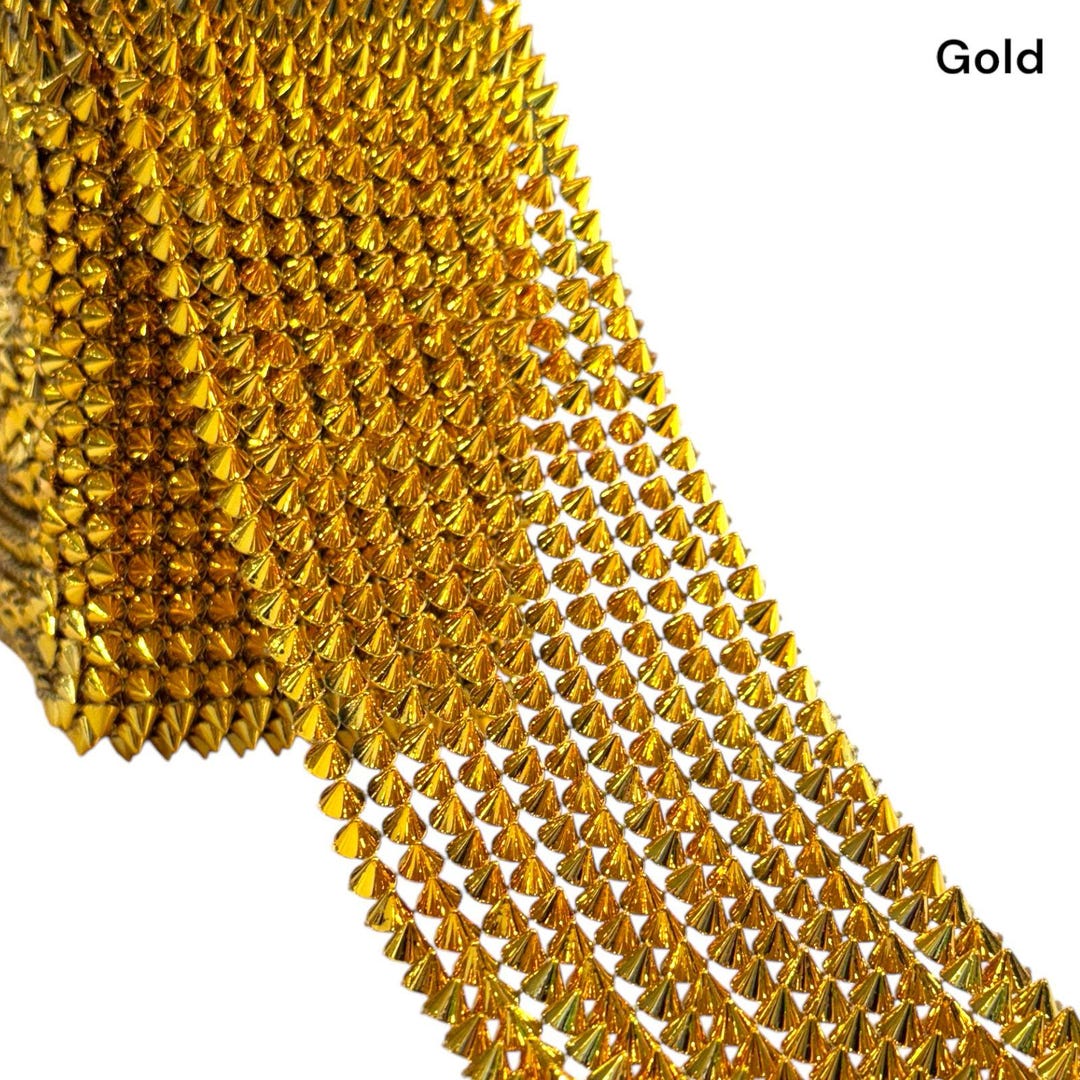 10mm Spiked Studded Mesh – Flatback Cone Punk Rock Trim | Beaded I ...