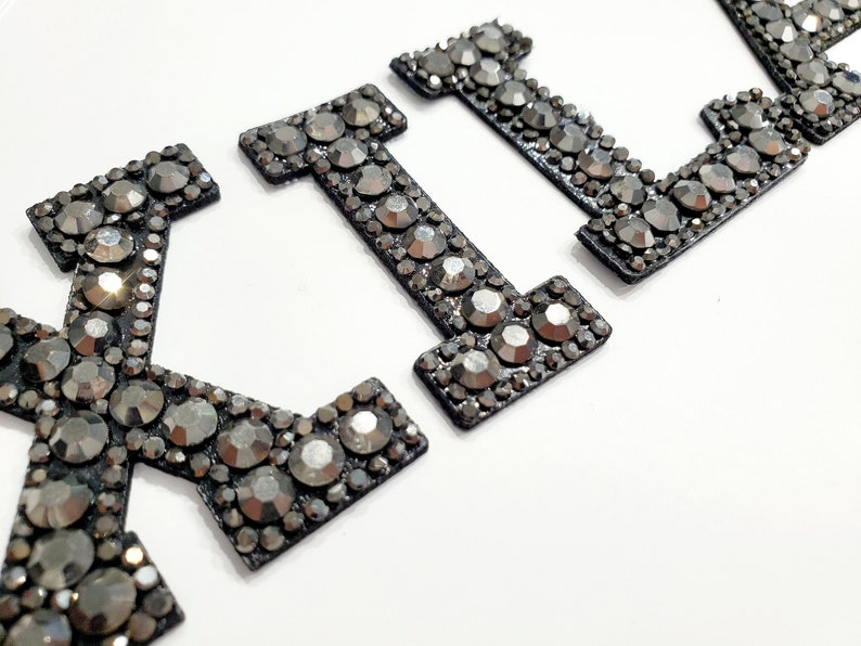 Rhinestone Iron on Letters /black /hematite / Rhinestone - Etsy