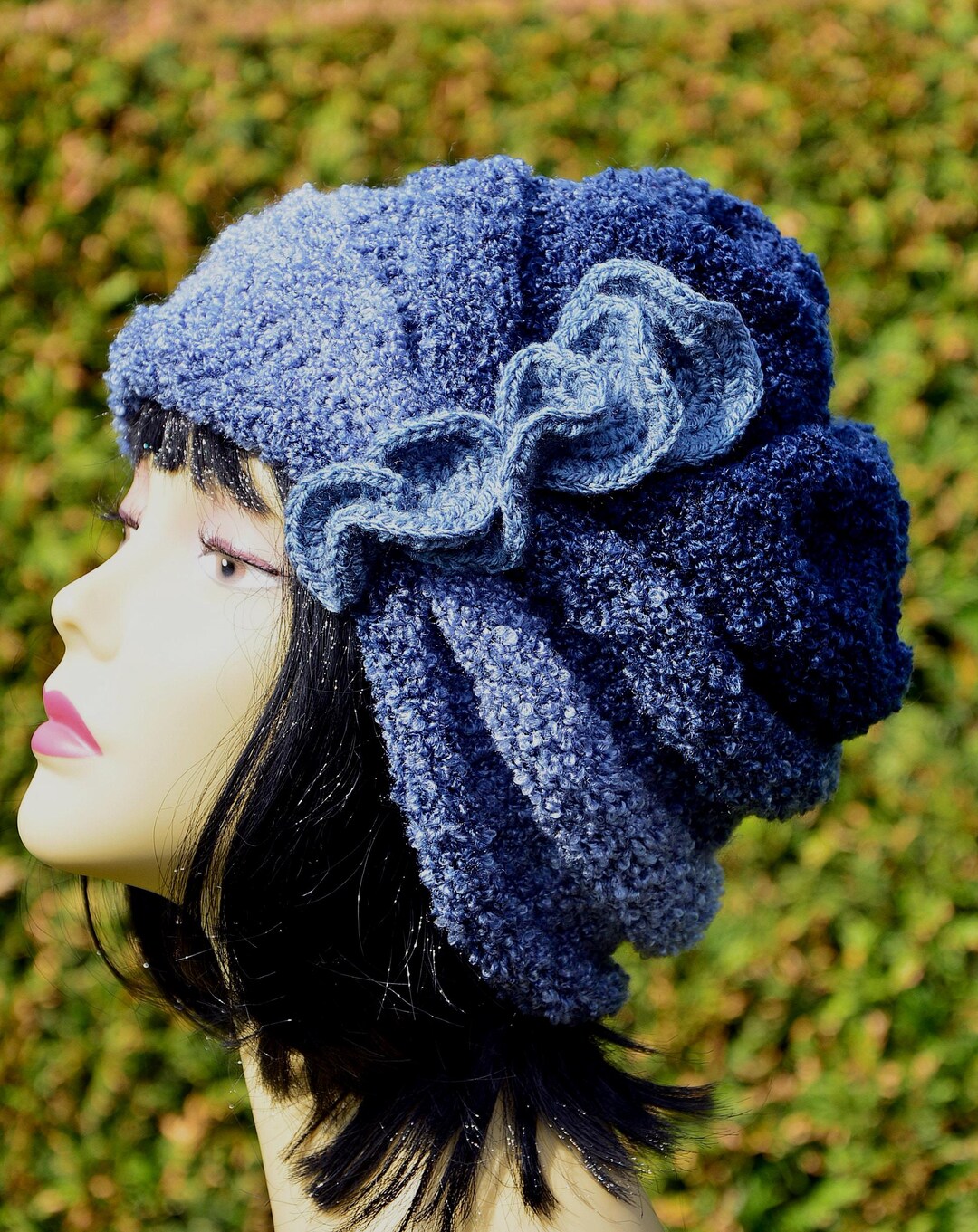 Knitted Ladies' Hat "susanna" in Light and Dark Blue Gradient - Etsy