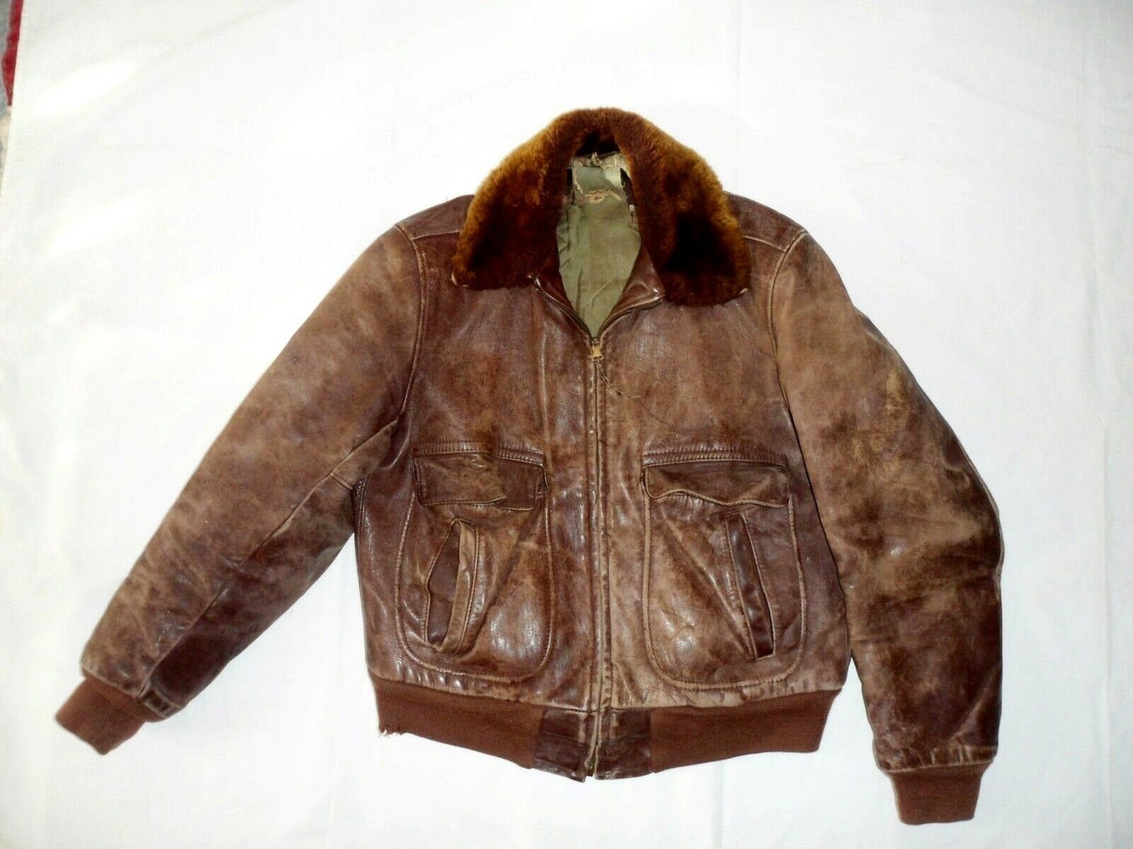 Vintage 1930s-40s G1 Leather Flight Bomber Jacket Size 38 Conmar Bell ...