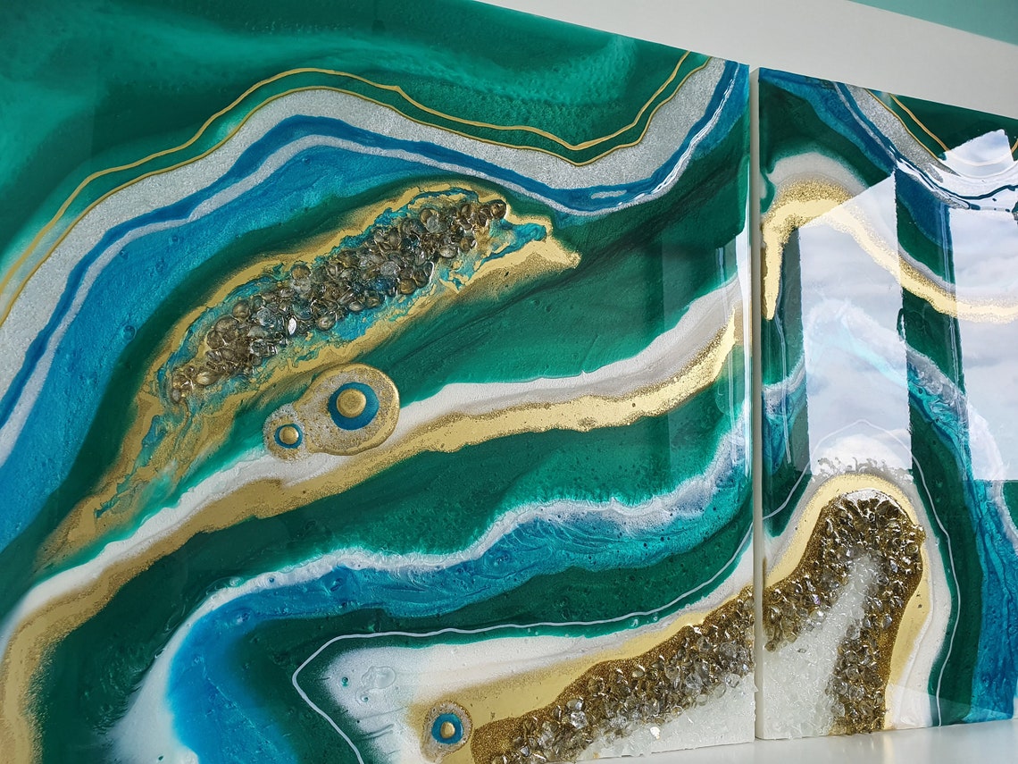 Custom Emerald - Turquise Geode - Etsy